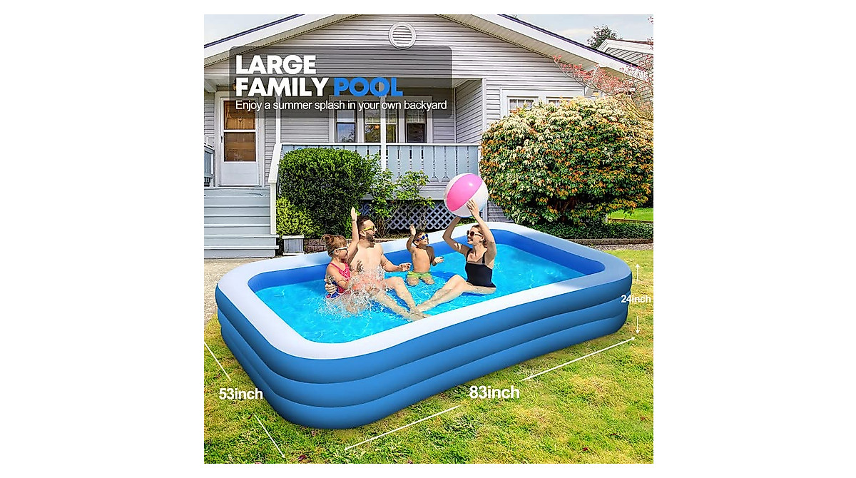 HOHAOO Large Family Inflatable Paddling Pool - Garden Fun