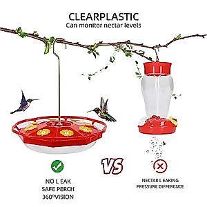 Hummingbird Feeders for Outdoors Hanging, Humming Birds Feeders Outside,Plastic Saucer Feeder and 8 Feeding Ports,Easy Clean and Fill - 2Pack