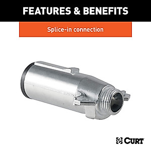 CURT 58180 Trailer-Side 7-Pin Round Wiring Harness Socket with Spring