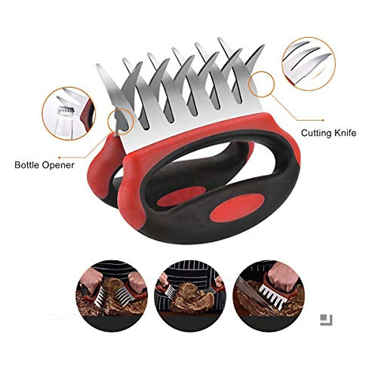 SCN Bear Claws Meat Shredder-BBQ Claws Stainless Steel Fork Set For Shredding Pulling Lifting Pork Chicken Beef With Heat Insulated Handel Set of Two Barbecue Grilling Tool