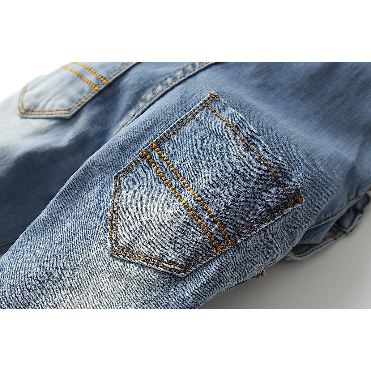 KIDSCOOL SPACE Baby & Toddler Adjustable Light Blue Washed Slim Jeans Overalls,Blue,2-3 Years