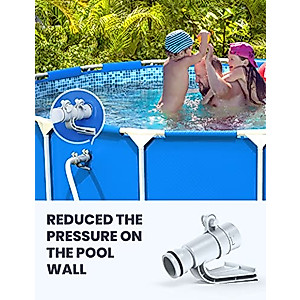 POOLHACKER Pool Pipe Holder, 2 Pieces 1/4 inch Water Hose Support Brackets with Clamp Mount for Above Ground Swimming Pools for intex