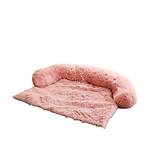 ITOMEN Pet Bed Plush Dog Sofa Bed Washable Calming Dog Beds Large Dogs Cushion Pet Kennel Mat Comfort (Color : Pink, Size : 90x80x13CM)