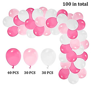 TKEJZu Pink Party Balloons 100 Pcs 12 Inch White and Light Pink and Rose Red Latex Balloons for Valentine’s Day Girls Birthday Party Baby Shower Wedding Engagement Romantic Party Supplies