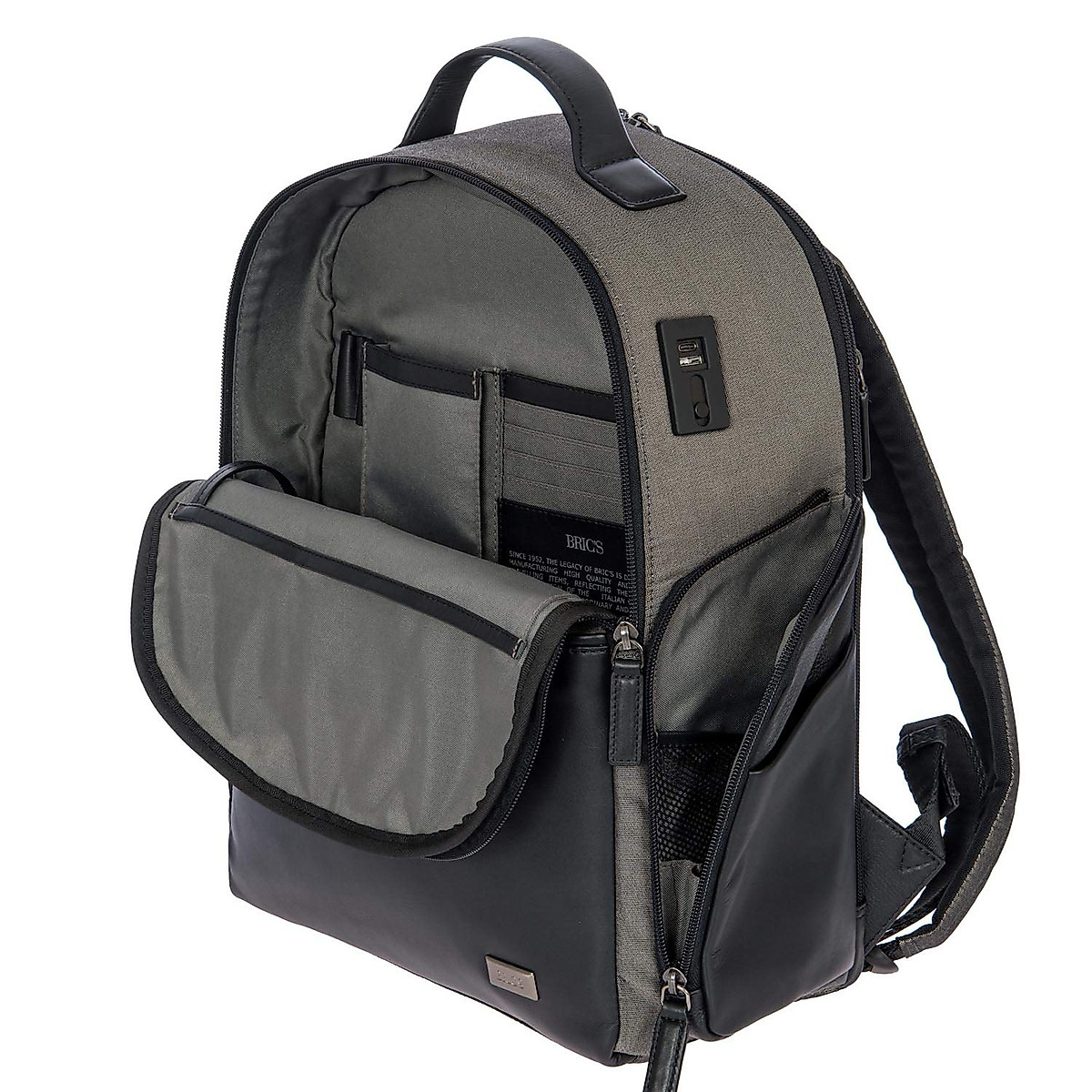 Bric's Monza Medium Laptop|Tablet Business Backpack, Grey.Black, One Size