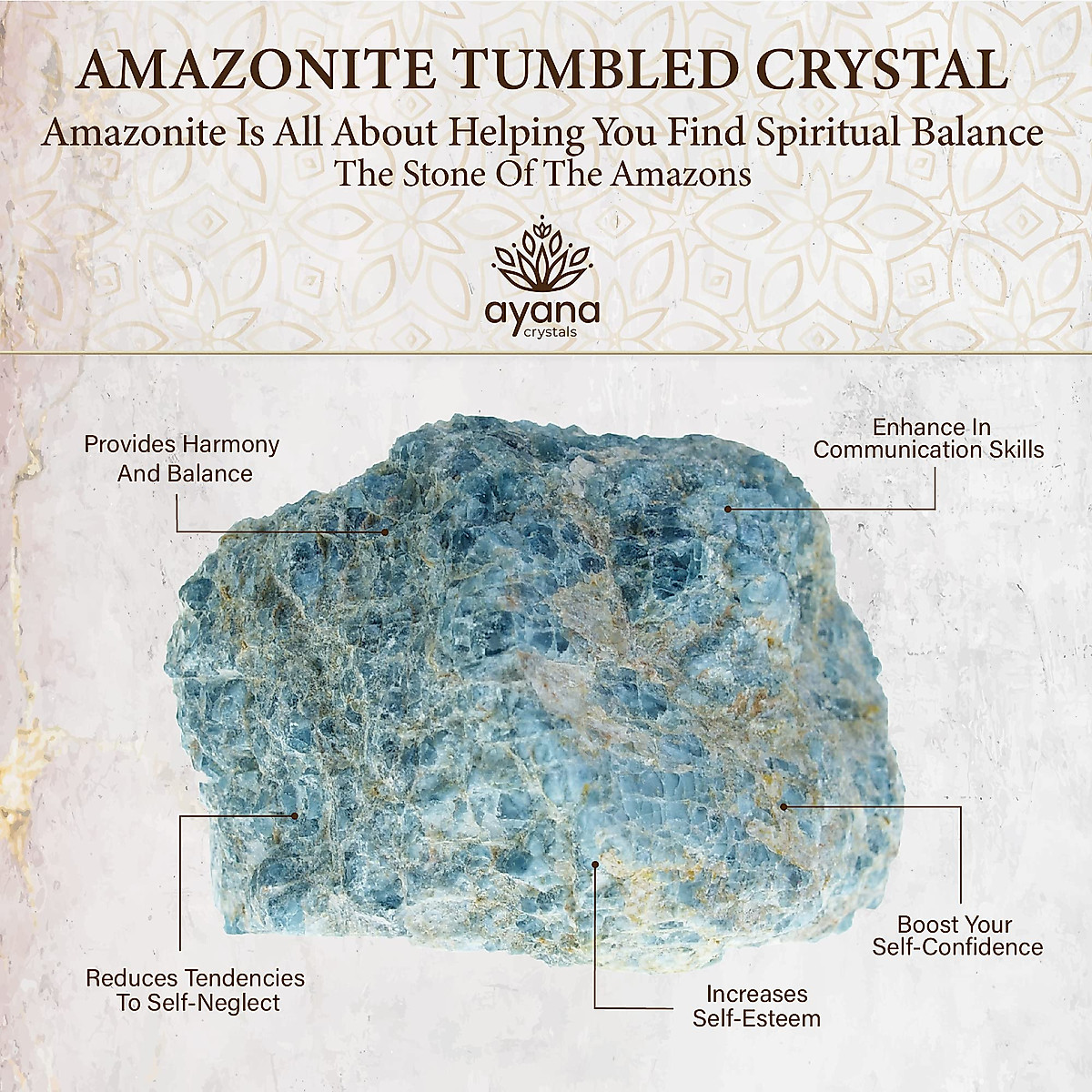 AYANA Amazonite Crystal Necklace - Passionately Crafted from Ethically Sourced Crystals and Healing Stones - Genuine, Handmade Healing Crystals Pendant Necklace for Women