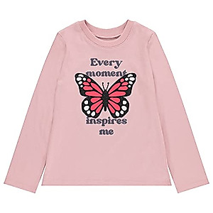 BTween Girls 4-Pack Long Sleeve Graphic T-Shirts - Cotton Blend, Fun & Vibrant Designs, Blue, 10/12