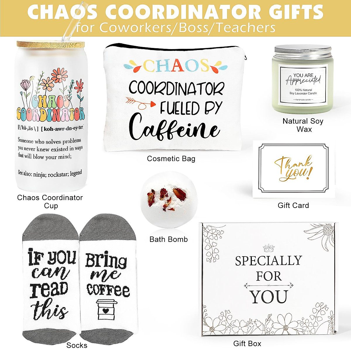 Teacher Appreciation Gifts, Employee Appreciation Gifts, Chaos Coordinator Appreciation Gifts for Women, Coworker, Teacher, Nurse, Manager, Boss, Office - Boss Gifts Lady - Thank You Coworker Gifts