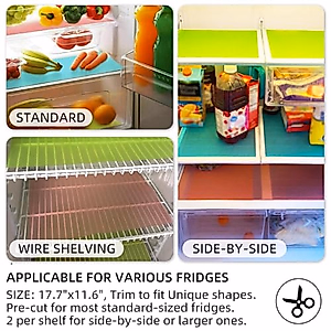 12 Pcs Refrigerator Liners, CR Washable Mats Covers Pads, Home Kitchen Gadgets Accessories Organization for Top Freezer Glass Shelf Wire Shelving Cupboard Cabinet Drawers (4 Blue+4 Green+4 Red)