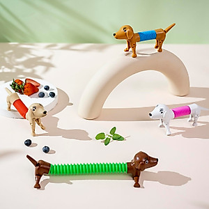 Dog pop tubes,Toy Dog,Animal pop Tubes,Robot dog,Fidget Toys for Kids,Sensory Toys for Kids 5-7,Dog Party Favors,small toys,dog toys for kids,sensory tubes,autism sensory products（4 Pack Dog）