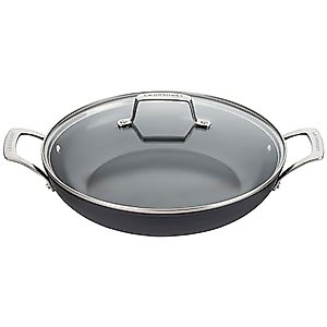 Le Creuset Essential Non-stick Ceramic Shallow Braiser with Glass Lid, 3.9 qt.​