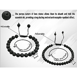 Mosquito Repellent Bracelets and Anklet Repeller with Essential Oil Refill Container - Lava Stone Camping Essentials Mosquito Bracelets for Adults Bug Repellent Bracelets - Pack of 2 Bug Bands