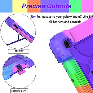 MENZO Samsung Galaxy Tab A7 Lite 8.7-inch Case 2021 Release, 3-Layer Shoulder Strap Rugged Protective Case with Holding Strap Rotating Stand for Samsung Galaxy Tab A7 Lite 8.7 (SM-T220/T225),Purple