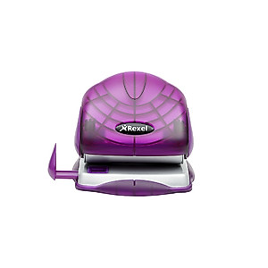 Rexel S215P 2 Hole Punch, 15 Sheet Capacity, Paper Size Guide Bar, Plastic, Purple, 2101225
