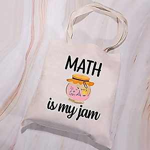 VAMSII Math Lover Gifts Math is My Jam Math Teacher Tote Bag Mathematician Gifts Math Geek Gifts Shoulder Bag (Math is my jam Tote Bag)