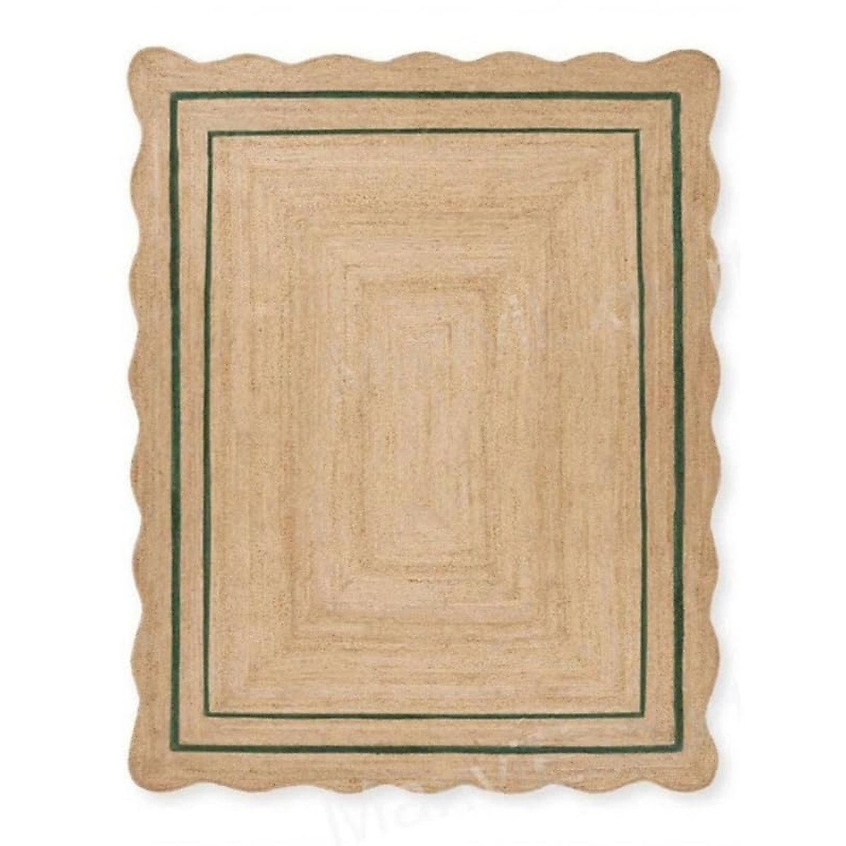 Sanwariya Rugs Export Natural Jute Scalloped Rug Bohemian Rug Decor Rug Handwoven Rug Custom Rug Decorative Rug (BD1) (2.5x16 ft-GRN)