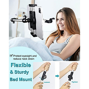 Aozcu Flexible Tablet Stand Holder for Bed, 35in Aluminum Long Arm iPad Camera Mount for Desk, 360° Rotation Webcam Stand with 1/4 Screw for iPad Pro 11 Air Mini, Switch, iPhone, More 4-12.9" Devices
