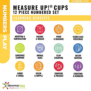 Discovery Toys Measure UP! Cups | Educational Stacking & Nesting 12 Piece Numbered Set| Kid-Powered Learning | STEM Toy Early Math Childhood Development 12 Months and Up