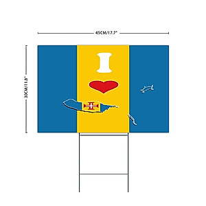 Autravelco I Love My Country Madeira Yard Signs with Stakes Party Supplies Décor for Rent 12x18 Inch Personalized Yard Lawn Sign Country Flag Patriotic Metal Lawn Sign for Real Estate House