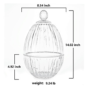 KANARS Cutlery Organizer - Egg Shaped Silverware Caddy with Walnut Compartment for Party Formal Dinner - Crystal Kitchen Utensils Caddy Holder for Flatware, Knives and Spoons