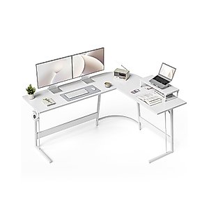 CubiCubi L Shaped Gaming Desk Computer Office Desk, 67 inch Corner Desk with Large Monitor Stand for Home Office Study Writing Workstation, White
