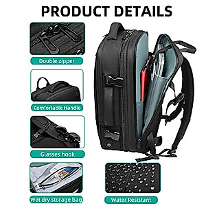 GYakeog 44L Travel Backpacks,Laptop Backpack 17.3 inch Backpack for Men, Expandable Carry-On Backpack for Airplanes,Water Resistant Business Back Pack for Women & Men