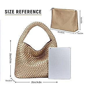 Ynport Woven Tote Handbags for Women Large Summer Beach Hobo Bag Fashion Handmade Top-handle Shoulder Bag with Clutch Purse