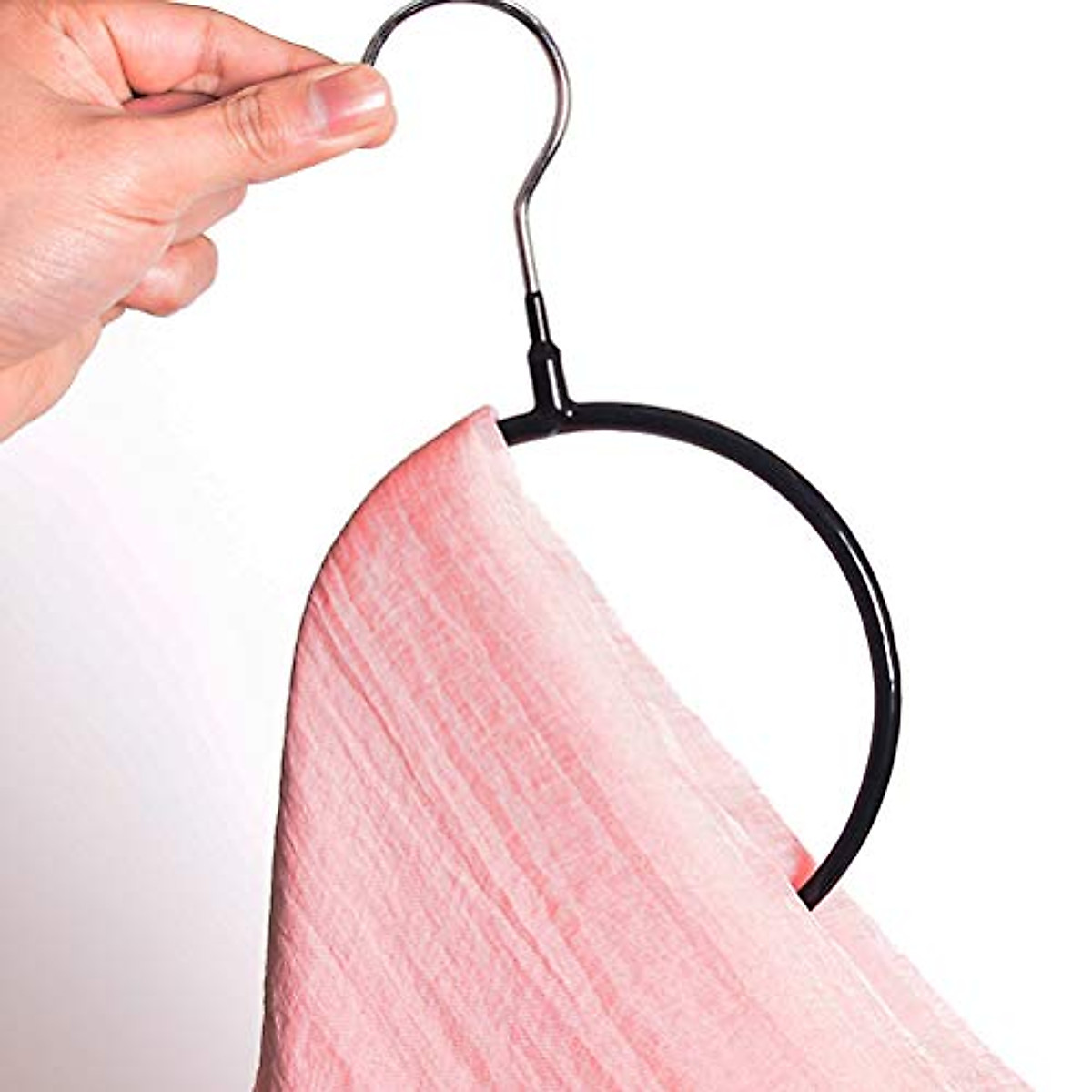 OUNONA 5PCS Metal Belt Ring Hanger for Ties Belts Scarves Shawls Pashminas (Black)