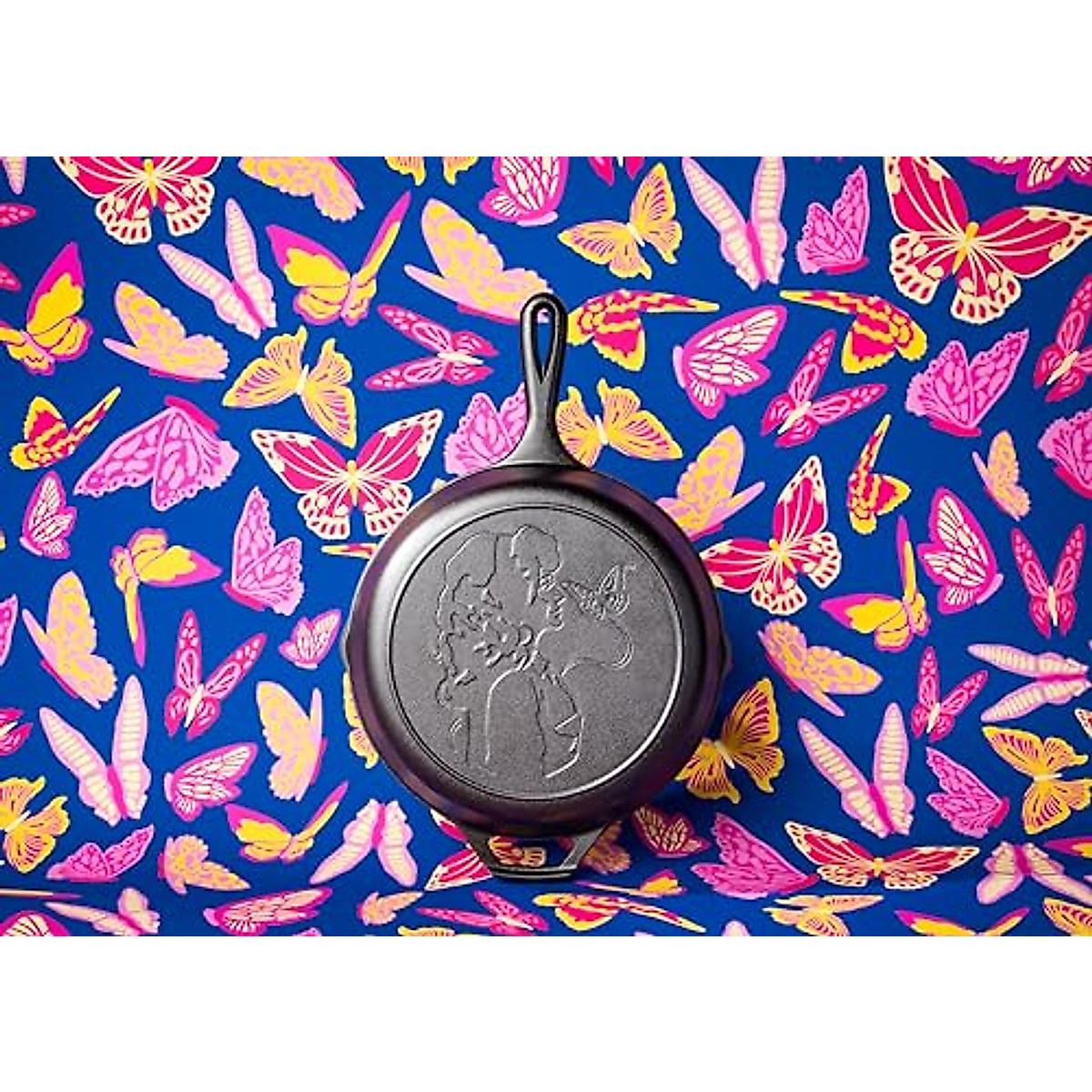 Lodge 10.25 Inch Dolly Parton Pre-Seasoned Cast Iron Stamped Skillet - Signature Teardrop Handle - Use in the Oven, on the Stove, on the Grill, or Over a Campfire, Black