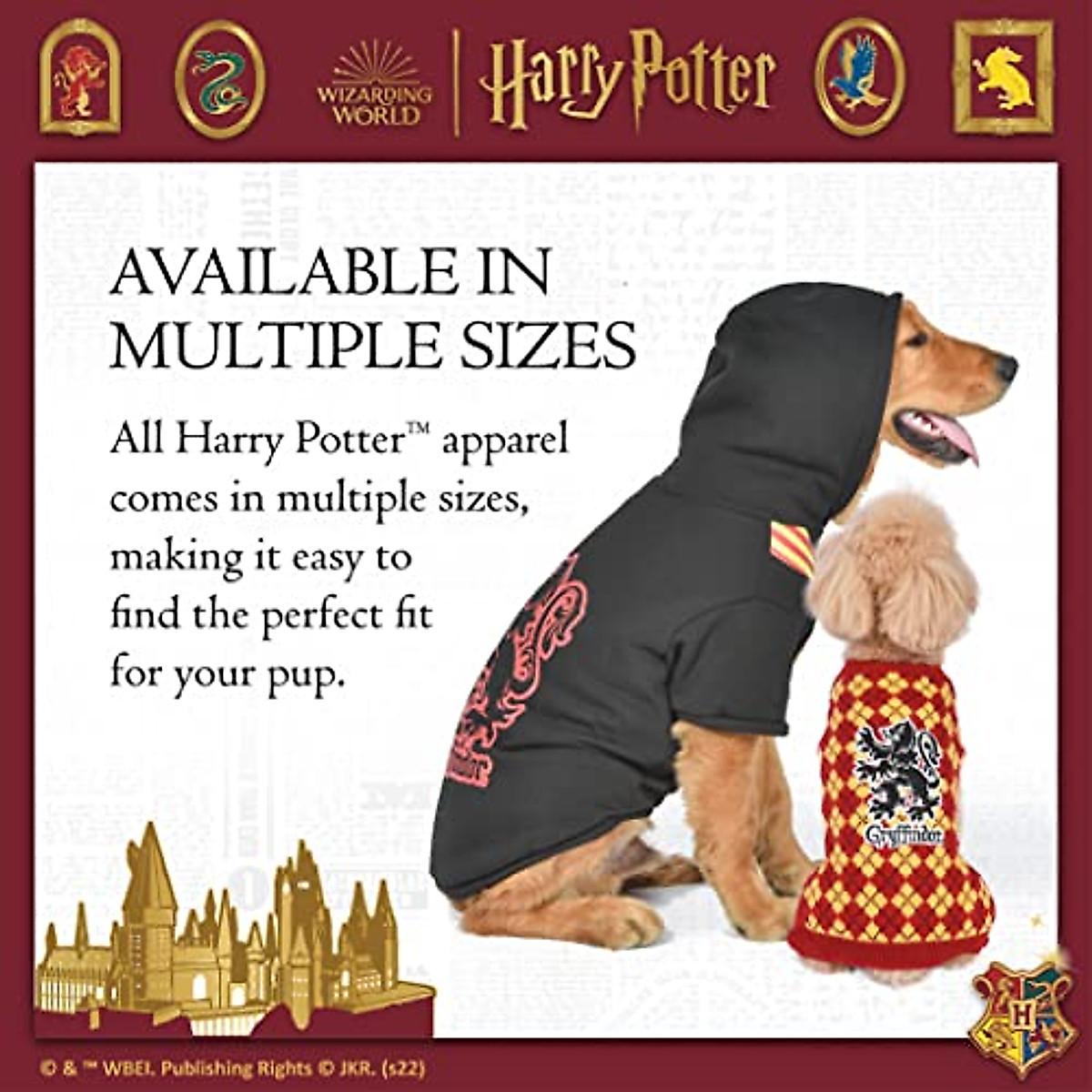 HARRY POTTER Harry Potter: Gryffindor Pet Hoodie with Faux Scarf - X-Small | Accessories for Dogs| Dog Accessories for Hogwarts Houses, Gryffindor, Black (FF23352)