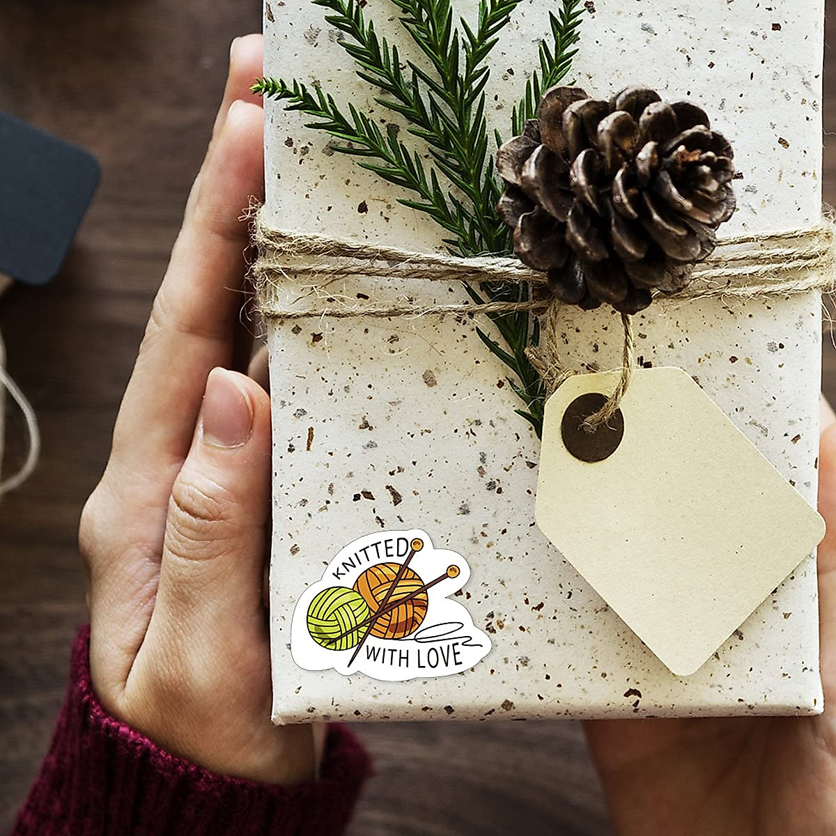 1.5 Inch Knitted with Love Sticker,Thank You Sticker,Small Shop Sticker, Cute Small Business Stickers, Handmade Sticker,Packaging Sticker, 500 PCS（Knitted with Love）