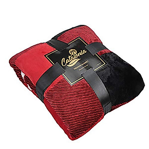 Catalonia Red Black Plaid Sherpa Blanket, Buffalo Sherpa Throw Blanket, Reversible Super Soft Warm Comfy Fuzzy Snuggle Holiday Throws for Couch Sofa Cabin Decro