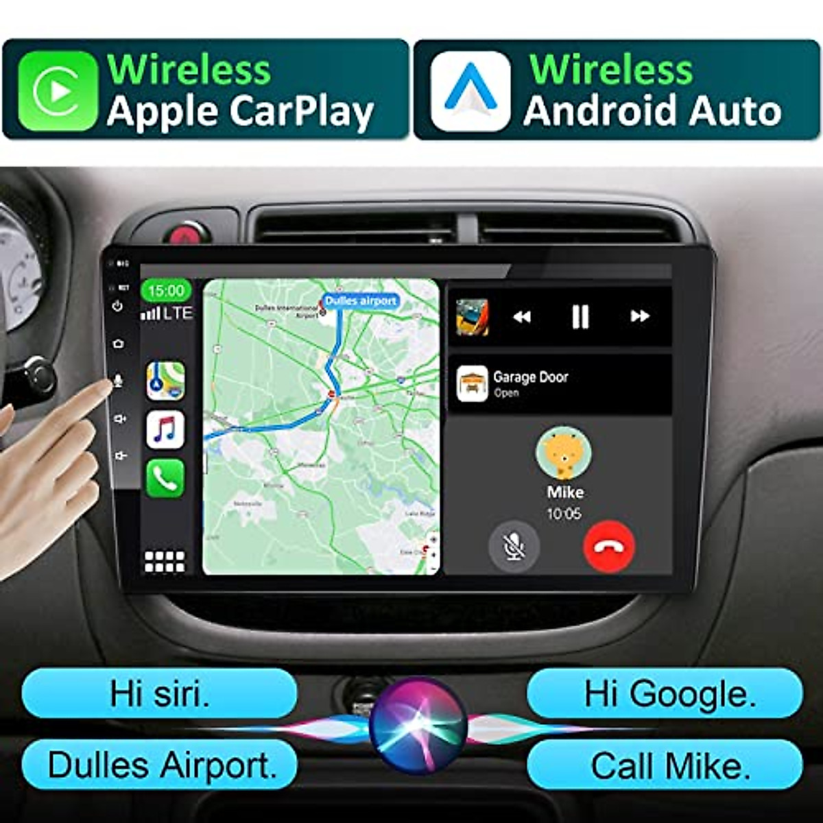 Single Din Touchscreen Car Stereo - 10 Inch QLED Android Car Radio, Detachable Head Unit Audio Receiver with Wireless Carplay, Android Auto, Backup Camera, FM/AM Car Radio, Subwoofer 5.1 Channel