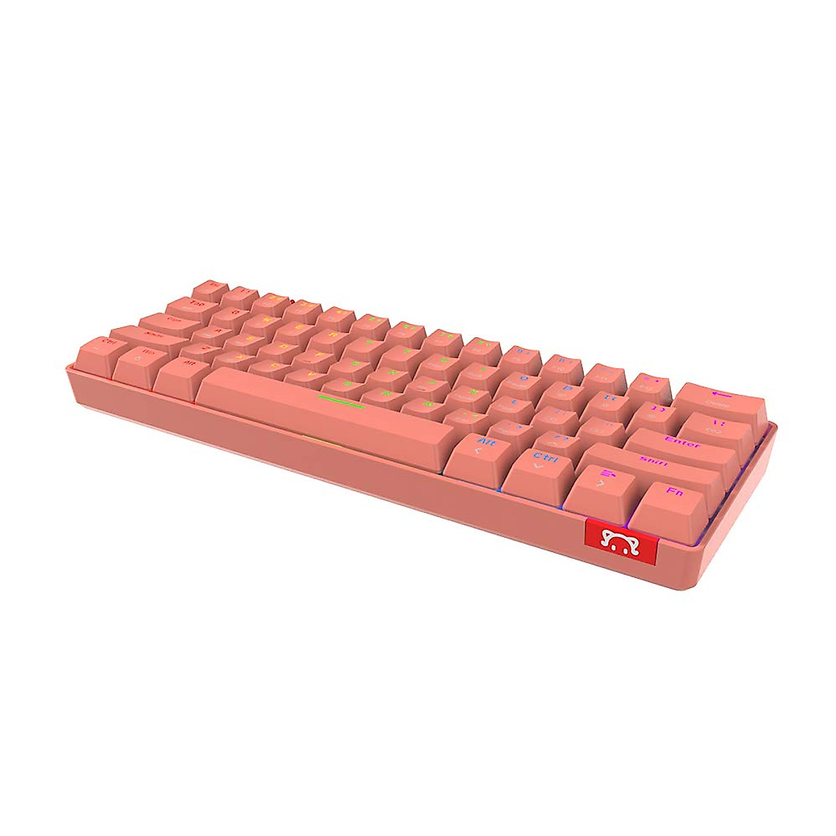 EPOMAKER Ajazz STK61 61 Keys Bluetooth 5.0 Wired/Wireless Mechanical Keyboard with 12 Backlits, Type C Cable, Compatible with Win/Android/MacOS/iOS for Game/Office (Mechanical Red Switch, Pink)