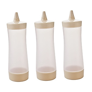 Anneome 3pcs Dressing Condiments Vinegar Oil and Bottle Squirt Squeeze Crafts Beige Reataurant Bbq Condiment With Dispenser Tip Clear Jam Kitchen Dressings Syrup Sauces Dispensers Mustard