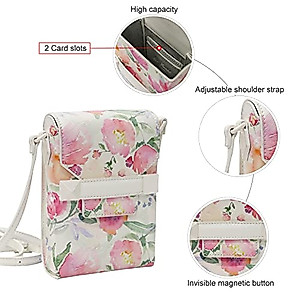 DE'EMILIA CONCEPT Small Crossbody Cell Phone Purse for Women, Watercolor Mini Messenger Shoulder Handbag Wallet with Credit Card Slots (Offwhite)