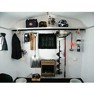 Titan Track Adjustable Overhead Garage Ceiling Storage Rack (74" Length) Holds 50lbs. per Hook, Plus 1 Additional Hook per Track Free