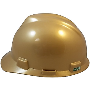 MSA V Cap Style Hard Hats w/FasTrac III Suspensions and Handy Tote Bag - Gold