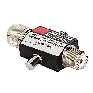 Coaxial Arrestor, PL259 Female to Male 400W Low Loss VSWR Lightning Surge Protector Coaxial Arrester for Building Antenna for Transceivers, Receivers, etc