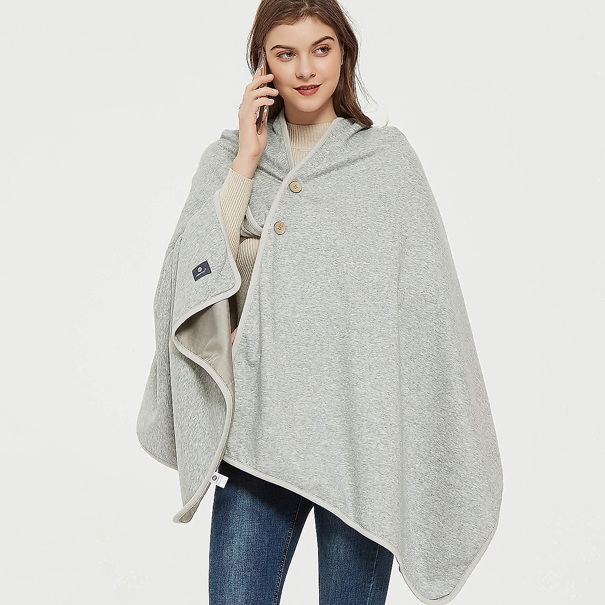 Radia Smart EMF Poncho and Hood Bundle, 5G Anti-Radiation, RF Shielding, Grey