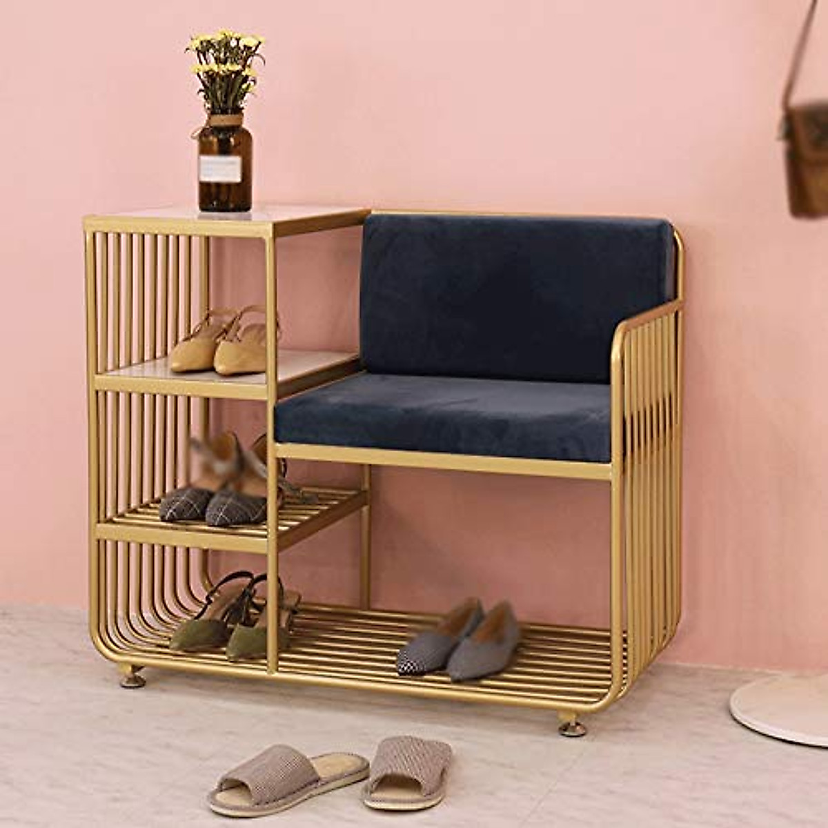 TAZSJG Creative Shoe Bench with 4 Layer Shoe Rack Backrest Chairs Combination Seatable Shoe Cabinet Storage Stool