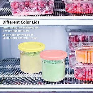 FIRJOY 16 oz. Containers | Extra Replacement Pints and Lids -Compatible with Ninja Creami NC301 NC300 NC299AMZ Series ONLY (2 Pack - Pink, Yellow)
