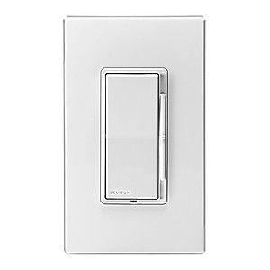 Leviton DSL06-1LZ Decora Universal Rocker Slide Dimmer 300-Watt LED and CFL/600-Watt Incandescent, 1-Pack, White/Ivory/Light Almond