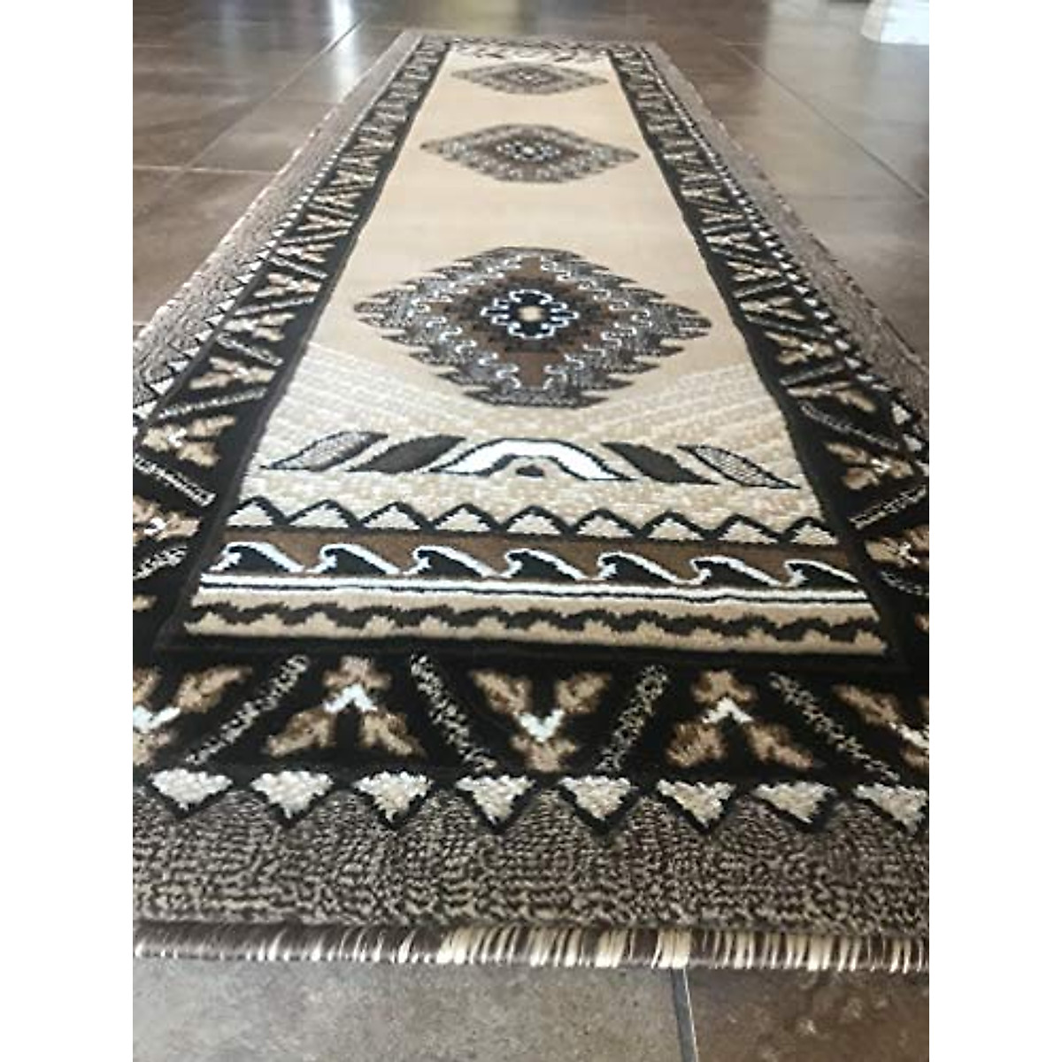 Southwest Native American Runner Rug Berber Design #D143 (2ftx7ft.1in.)