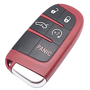 Smart Replacement Key Fob Cover Case fit for Jeep Grand Cherokee Dodge Challenger Charger Dart Durango Journey Chrysler 300 Keyless Entry Key Fob Shell (Red)