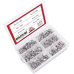 Hilitchi 410 Stainless Steel Wafer Head Phillips Self Drilling Screws Sheet Metal Tek Screws Assortment Kit, Modified Truss Head Self Driller - Size: #8 x 1/2" ~ #8 x 1-1/2" (Pack of 240)