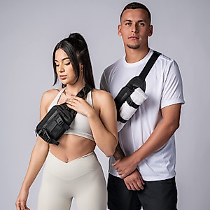 MVRK Gym Fanny Pack for Men & Women Unisex Waist Bag Pack - Waterproof Crossbody Bag - Black (BLACK)