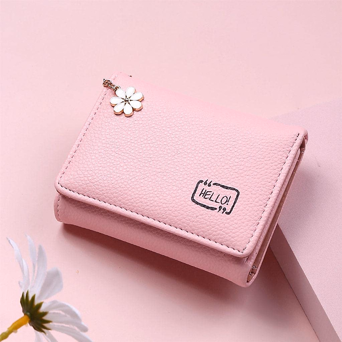 Segolike Women Wallet Mini Bifold Short Wallet with ID Window PU Leather Coin Purse Card Holder , Pink