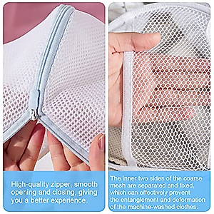 Bra Wash Bags, iDeep 3Pcs Thicken Mesh Lingerie Bra Washing Bag with Zipper for Washing Machine,Bra Laundry Bag for Bras Lingerie, Laundry,Stocking,Underwear and Delicates