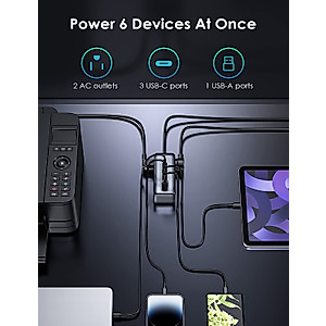 120W USB C Charging Station with 2AC Outlets, oraimo GaN Charger, PPS, Fast Charger, USB C Wall Charger for MacBook, iPhone, Ipad, Samsung (100W USB C Cable Included)